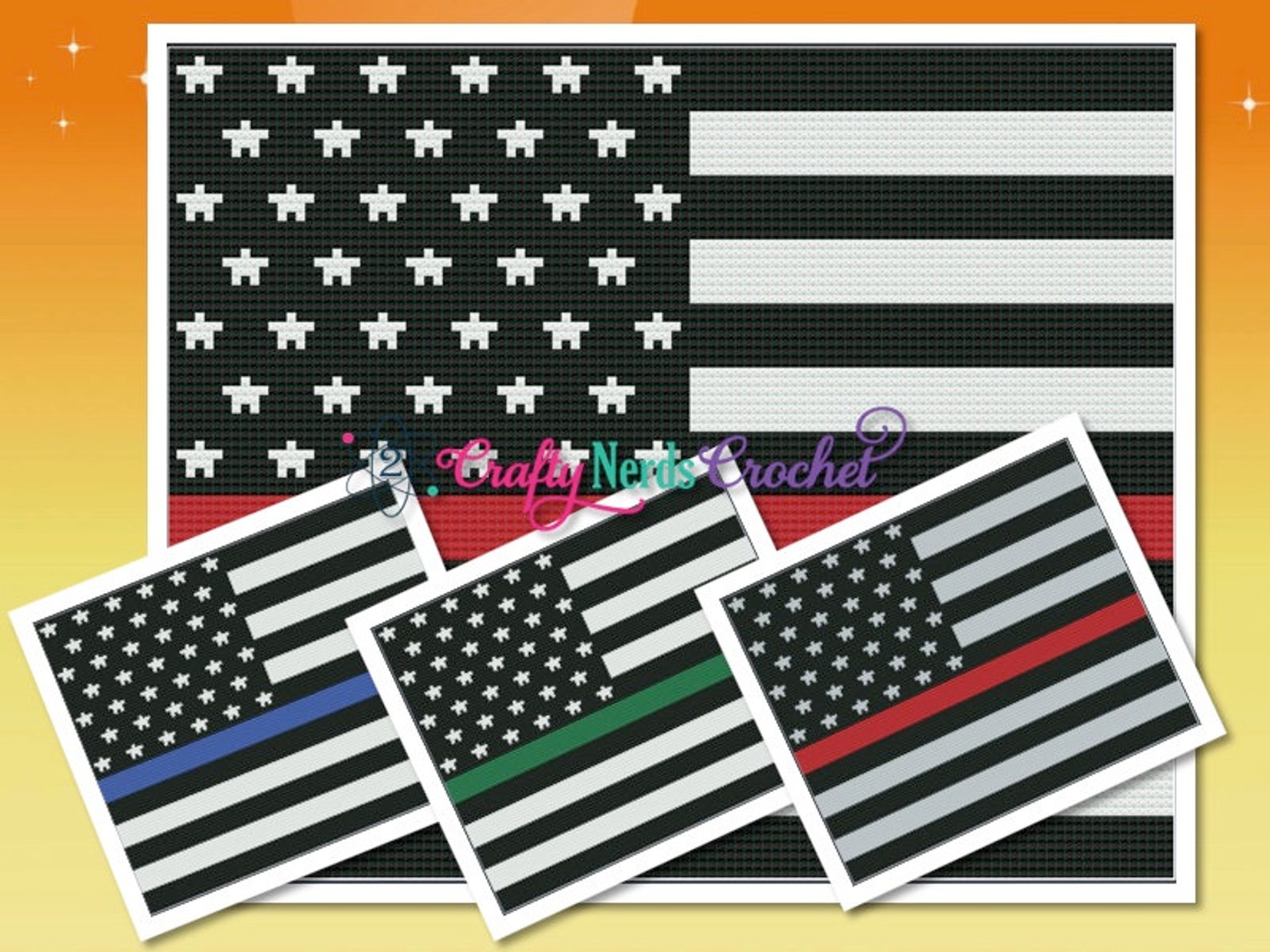 Thin Line Flag Pattern Graph With C2C Written American Flag - Etsy