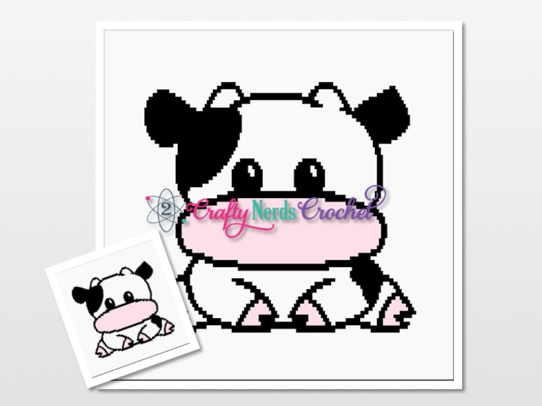 Baby Cow Pattern Graph With Double Crochet Written , Baby Cow Graphgan ...