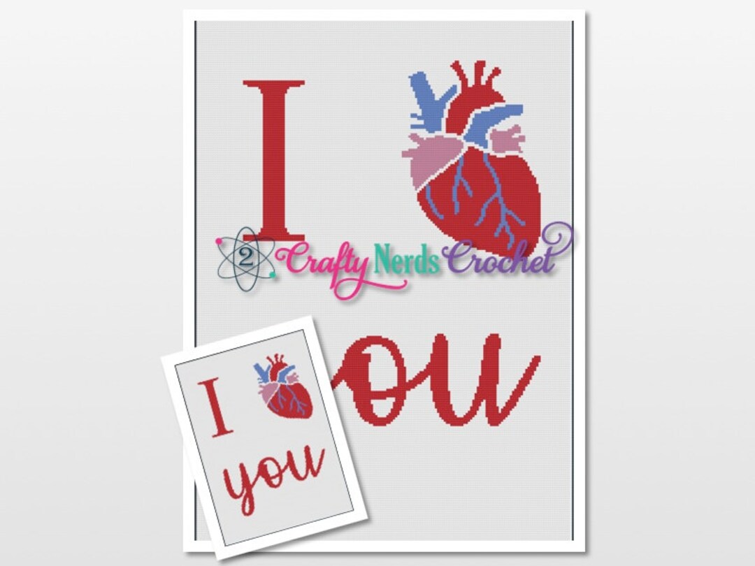 I Heart You Anatomical Pattern Graph With Single Crochet and TSS ...