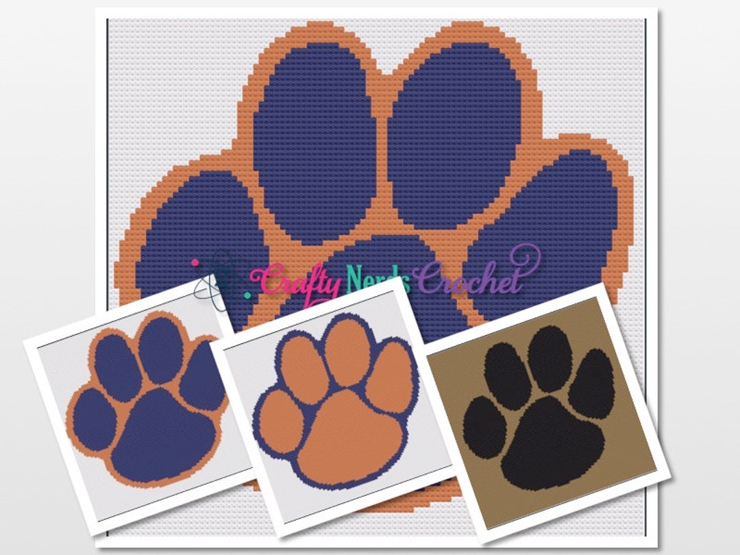 Paw Print Pattern Graph With Mini C2C and Single Crochet Written, Dog ...
