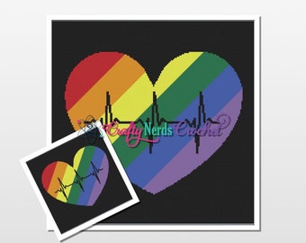 Heart Pattern Graph With Single Crochet Written Heart | Etsy