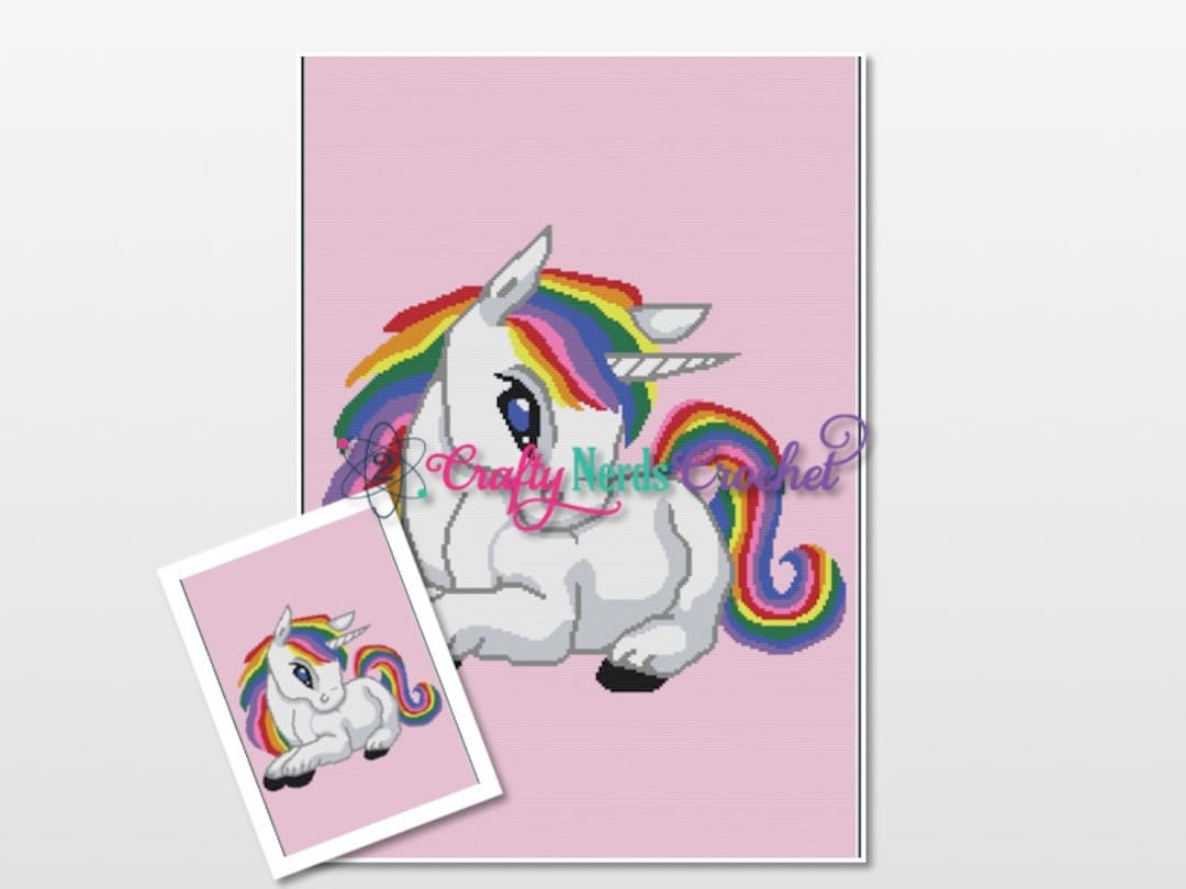 Baby Unicorn Pattern Graph With Single Crochet Written, Unicorn ...