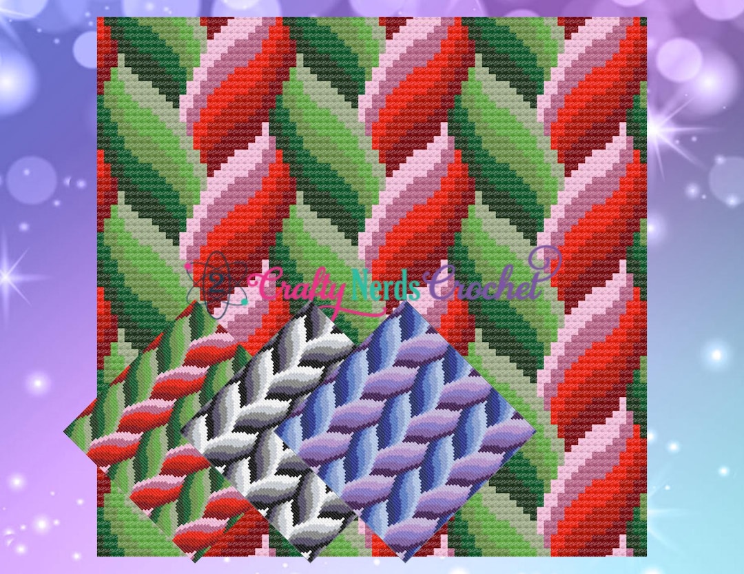 Braided Pillow2 Bargello Illusion With SC, C2C and TSS Written, Braided ...