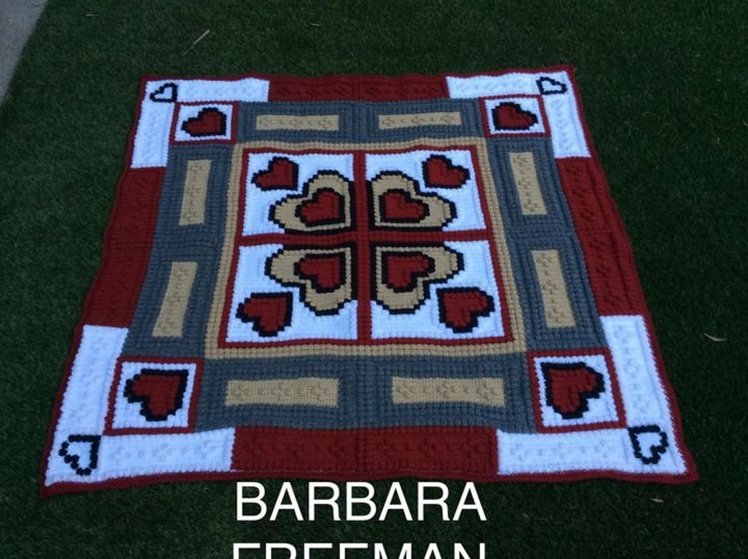 Heart Bobble Blocks Pattern Graph With Single Crochet Bobble Written ...