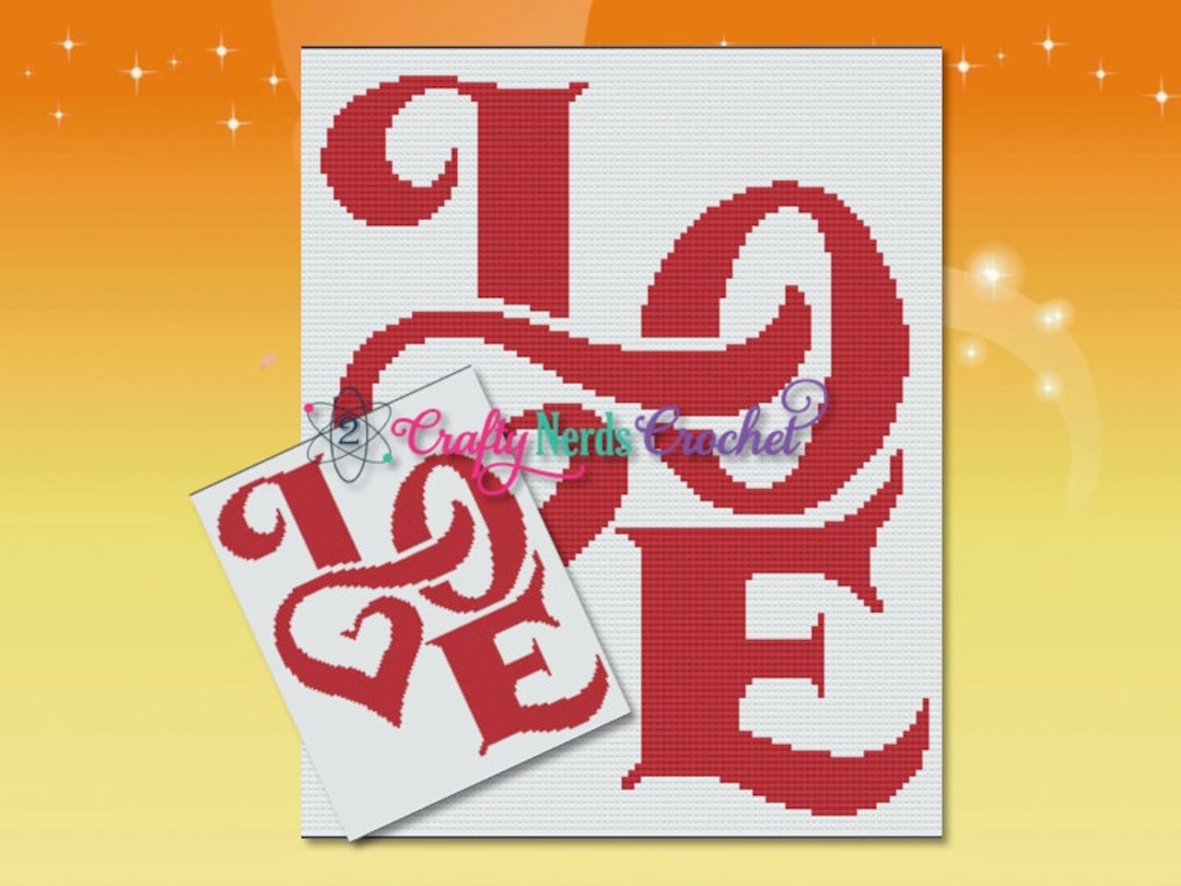 Love Heart Pattern Graph With Mini C2C Written, Love Heart Graphgan ...