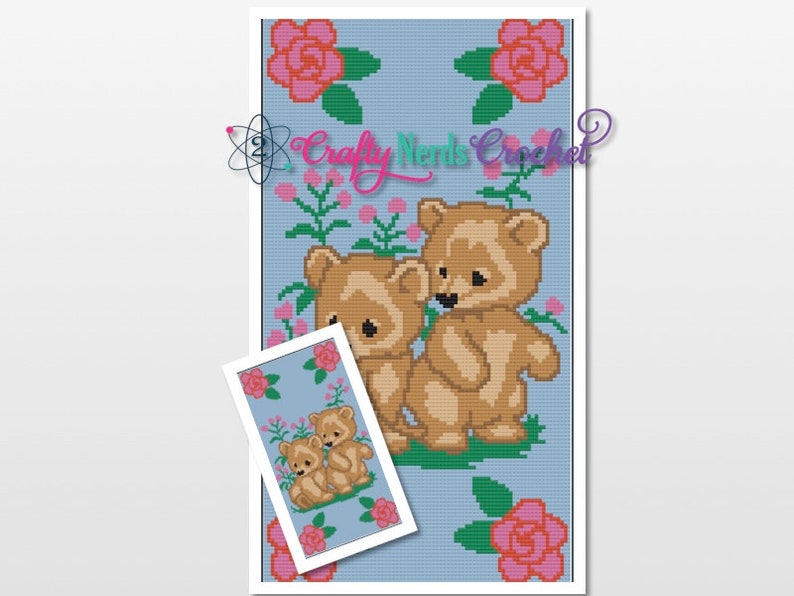 Bears and Roses Pattern Graph With Single Crochet Written, Baby Bear ...