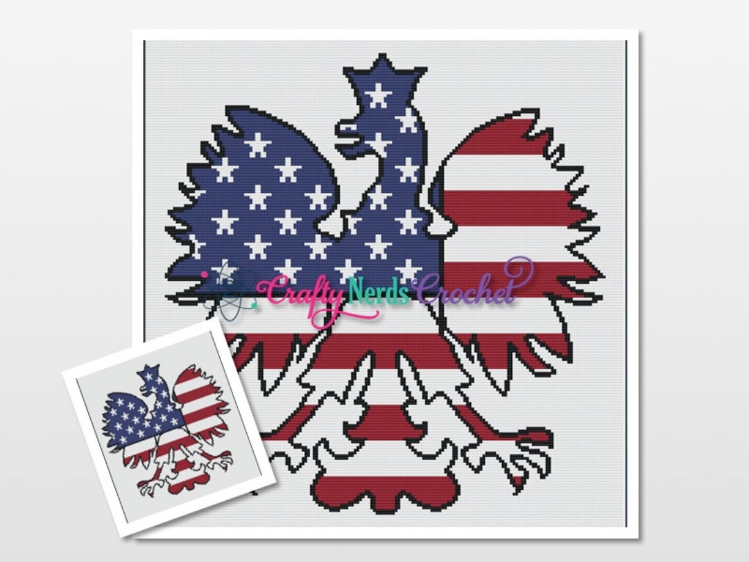 Polish American US Flag Pattern Graph With Single Crochet Written ...