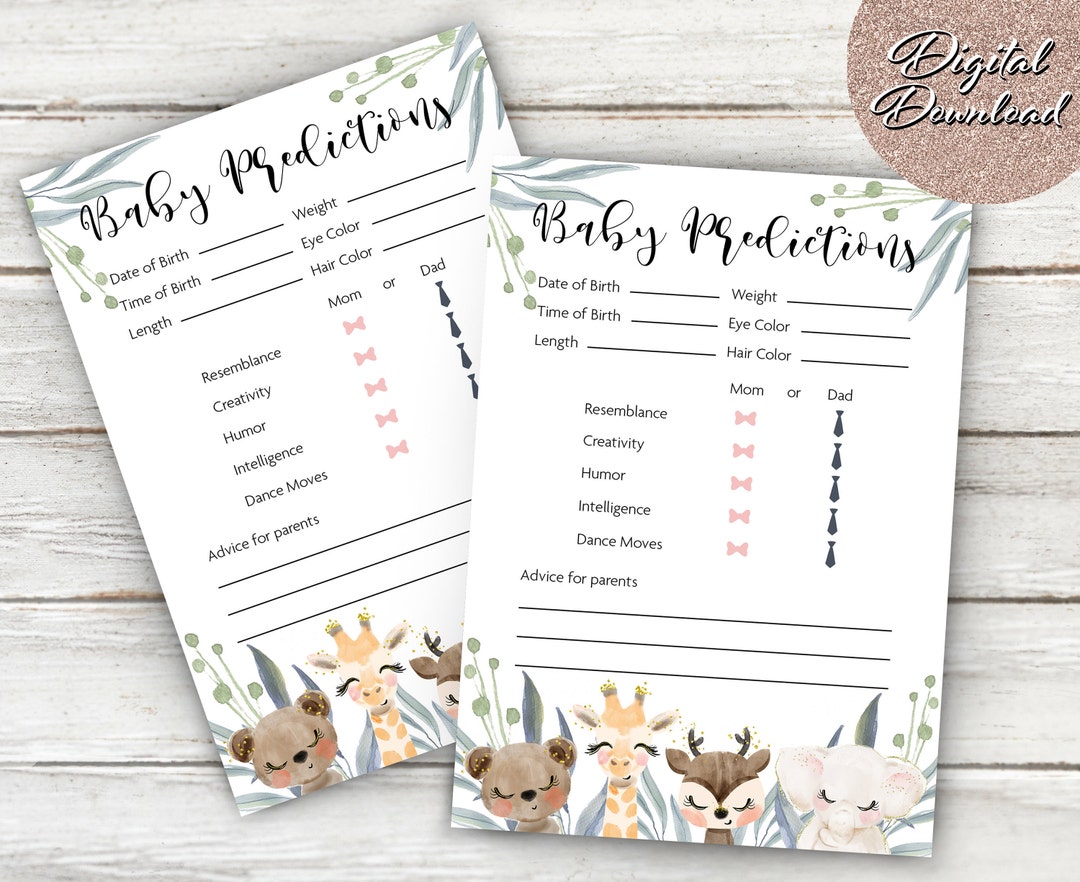 Baby Shower Game / Baby Shower Printable / Baby Predictions / - Etsy