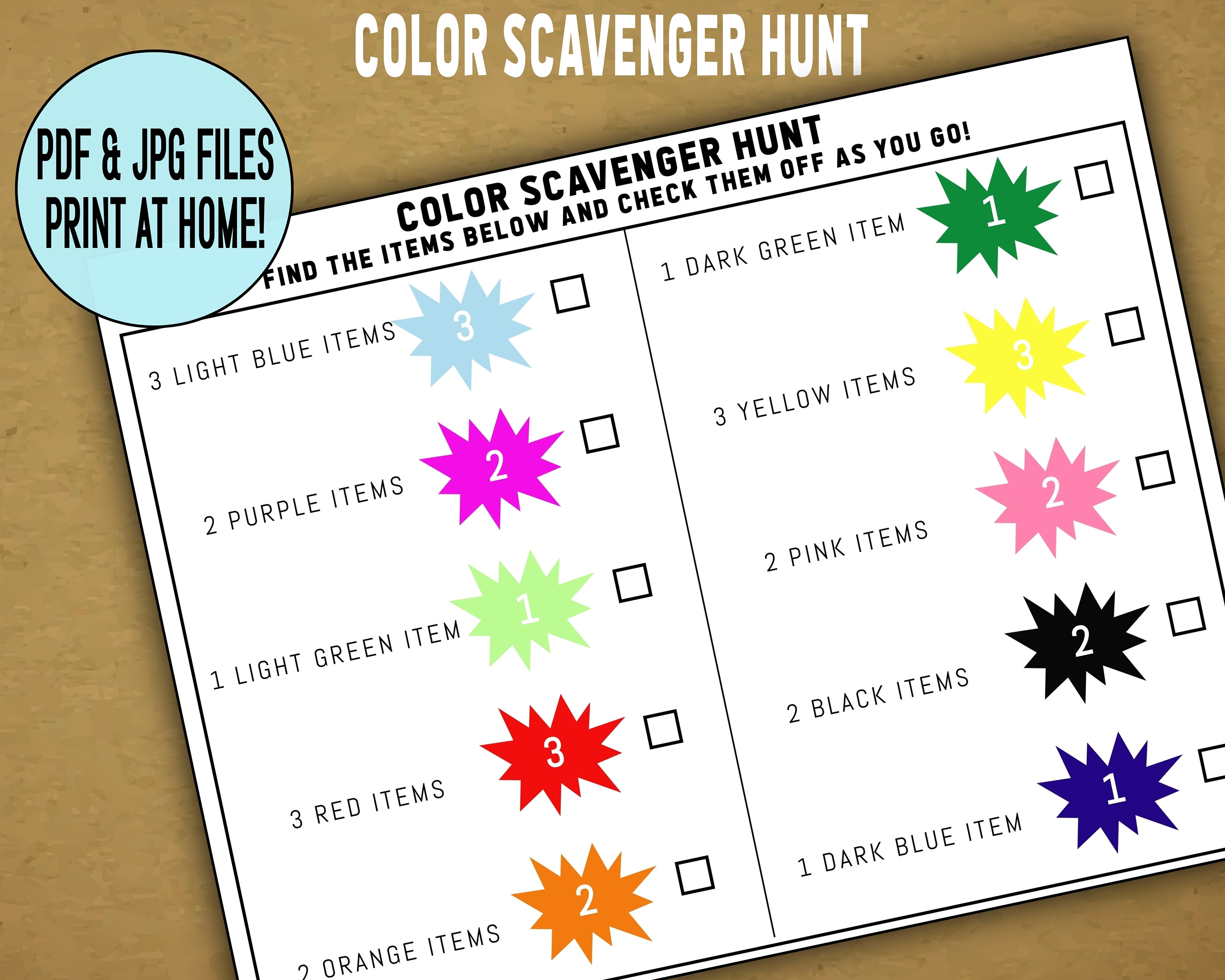 PRINTABLE: Color Scavenger Hunt - Find the Items and Check Them off as ...