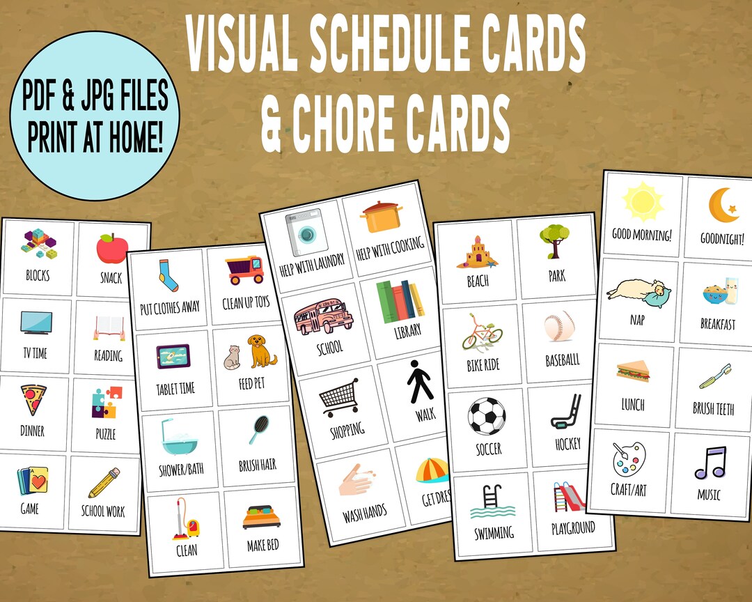 PRINTABLE: VISUAL Schedule Cards and Chore Cards - 40 Card Set - Bonus ...