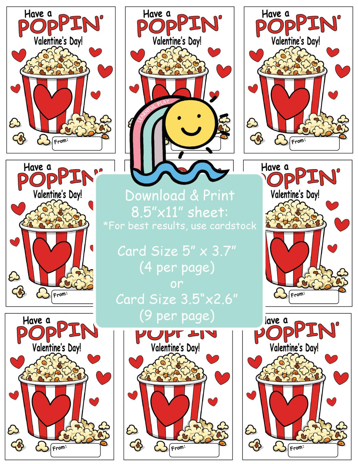 Valentine's Day Cards - Have a Poppin' Valentine's Day - Printable ...
