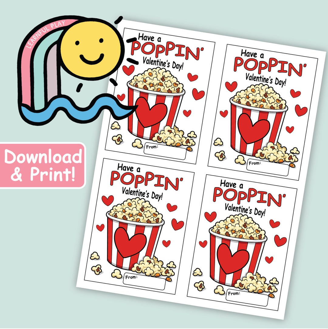 Valentine's Day Cards - Have a Poppin' Valentine's Day - Printable ...
