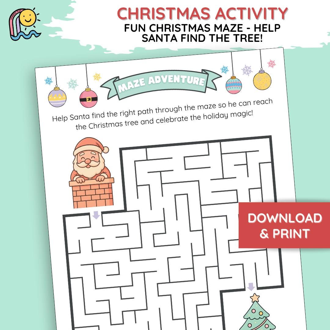 Christmas Activity | Printable | Christmas Maze - Help Santa Find the ...