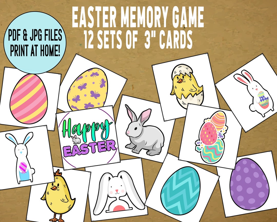 PRINTABLE: Easter Memory Game - Matching Game - Includes 12 Sets of 3 ...