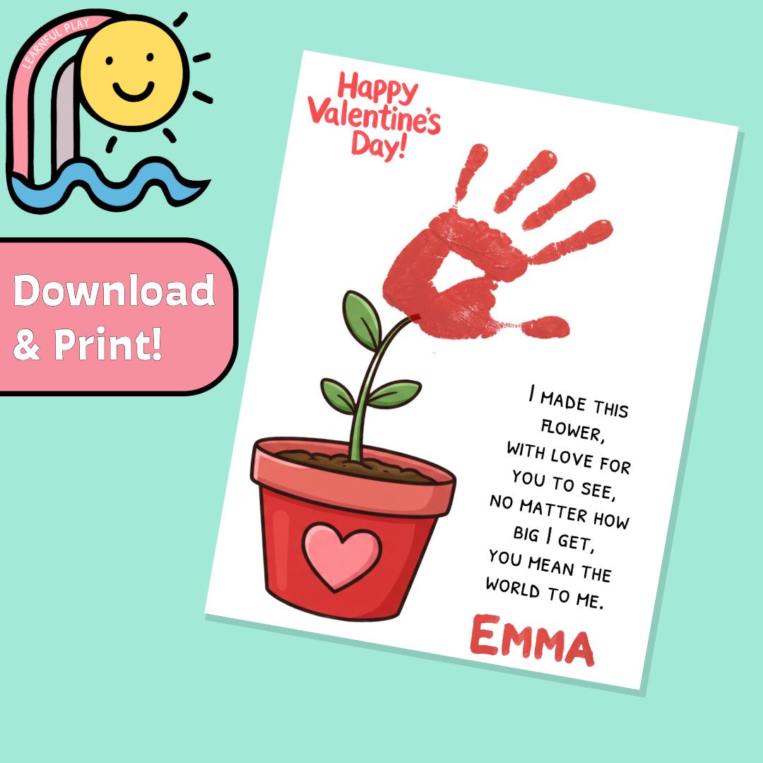 Cute Flower Handprint Activity - DIY Flower Print - Valentine's Day ...