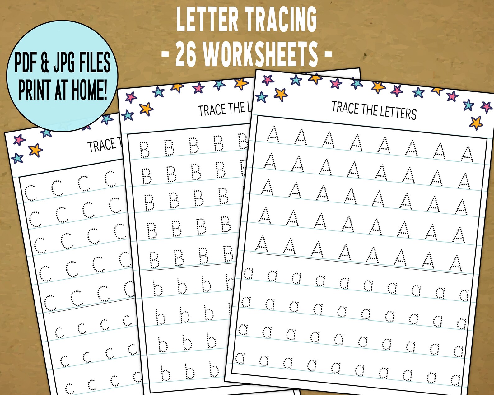 PRINTABLE: Letter Tracing Worksheets - Includes 26 Worksheets - Upper ...