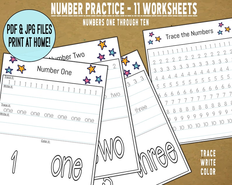 PRINTABLE: Number Practice Worksheets - Practice Sheets - Includes 11 ...