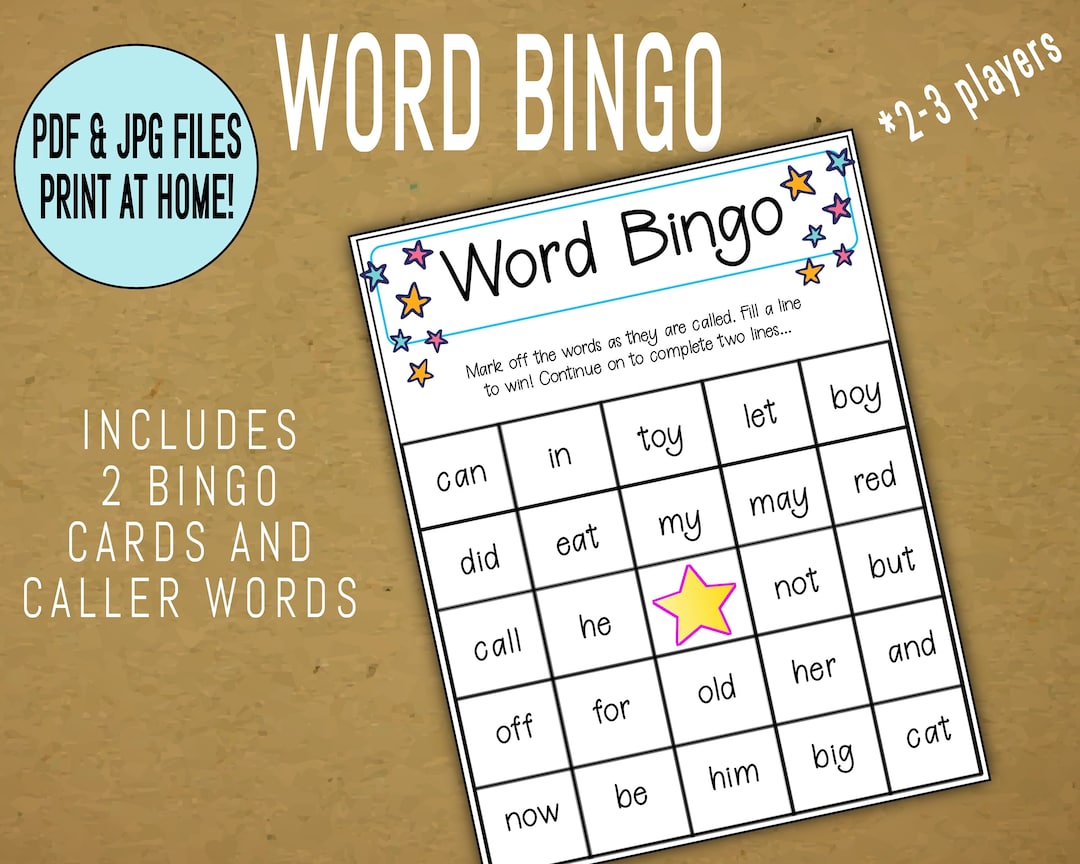 PRINTABLE: Sight Word Practice - Word Bingo Game - Includes 2 Bingo ...