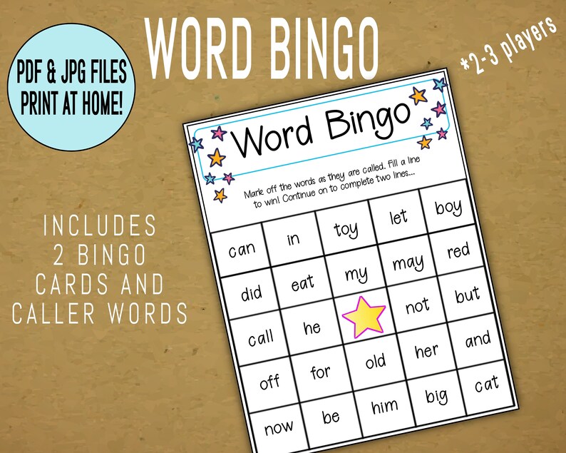 PRINTABLE: Sight Word Practice - Word Bingo Game - Includes 2 Bingo ...