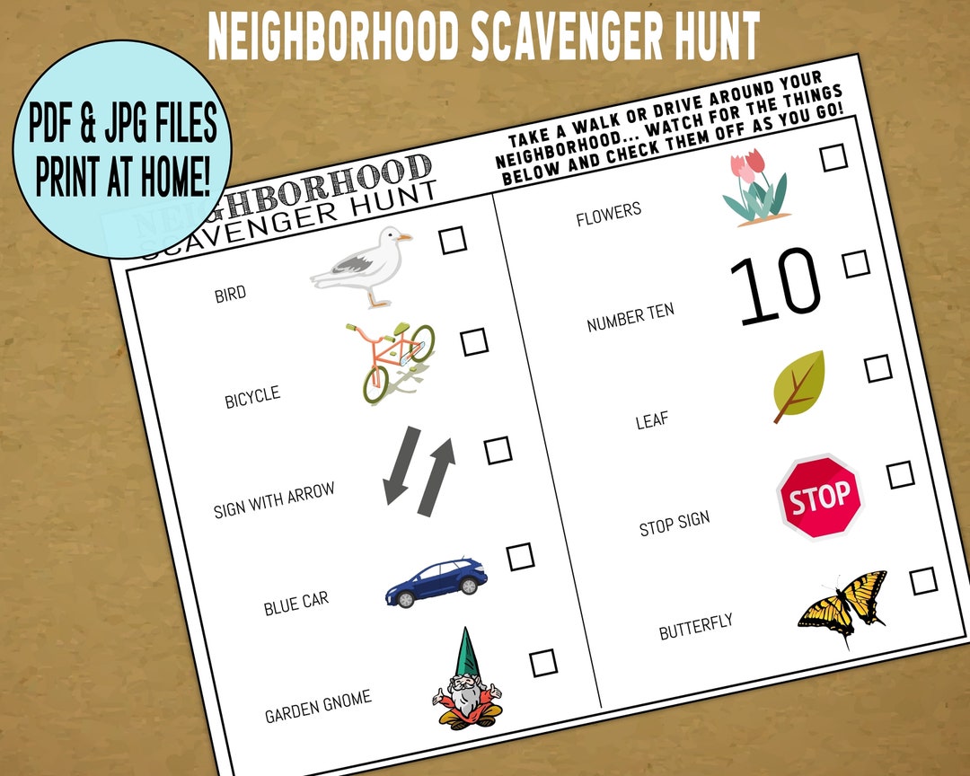 PRINTABLE: Neighborhood Scavenger Hunt - Take a Walk or Drive Around ...