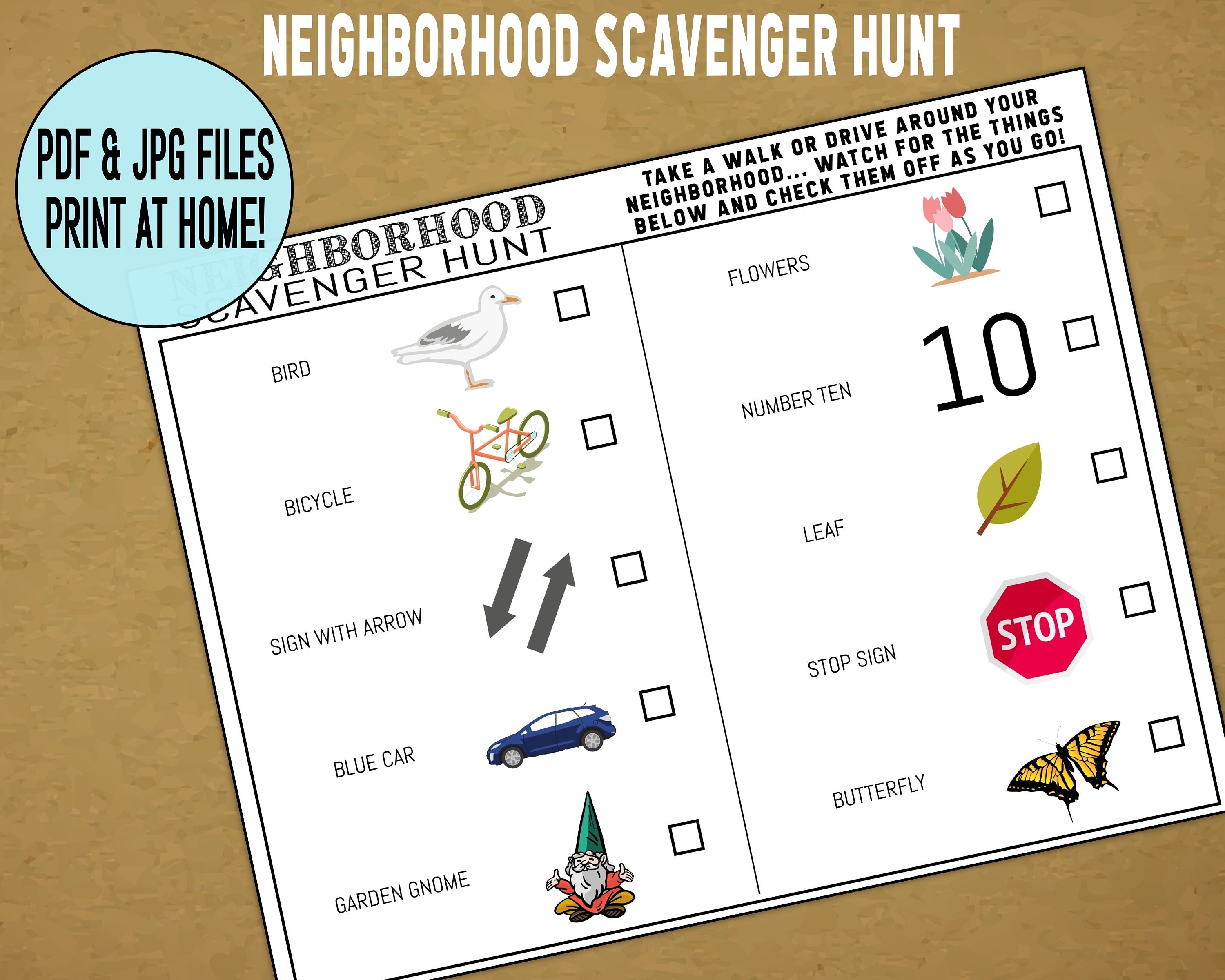 PRINTABLE: Neighborhood Scavenger Hunt - Take a Walk or Drive Around ...