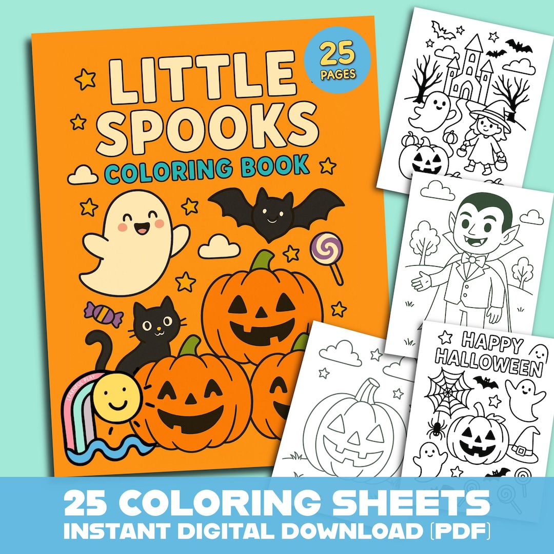 Halloween Coloring Pages for Kids - 'little Spooks' Simple Printable ...