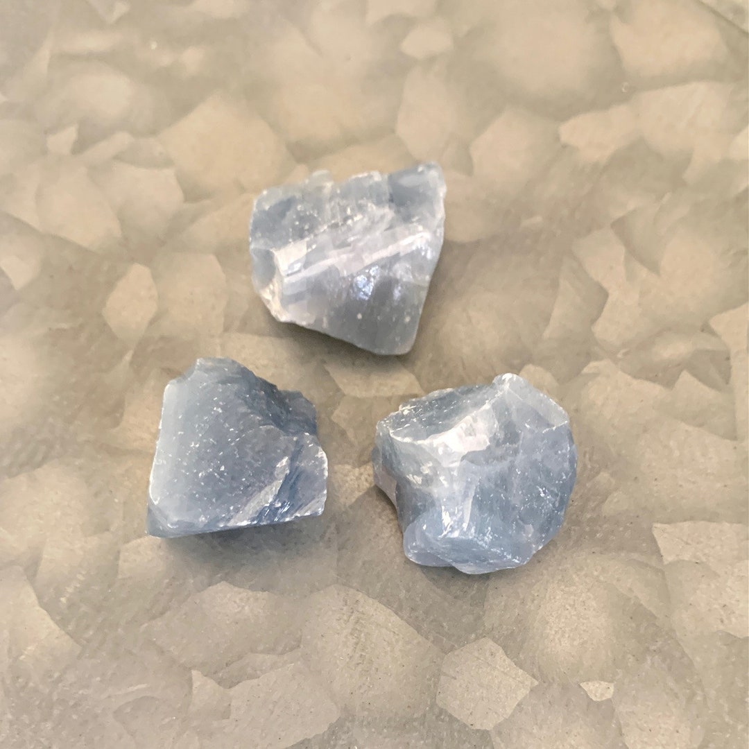 Blue Calcite Set, Rough, Acid-washed - Etsy