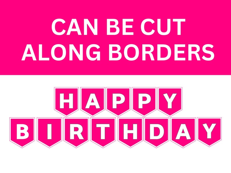 Hot Pink Printable Birthday Banner Bunting. - Etsy