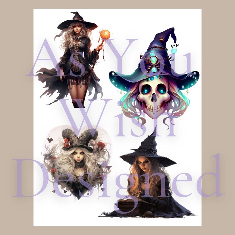 Dark Witch Sticker Set 2 26 Printable Stickers on White - Etsy