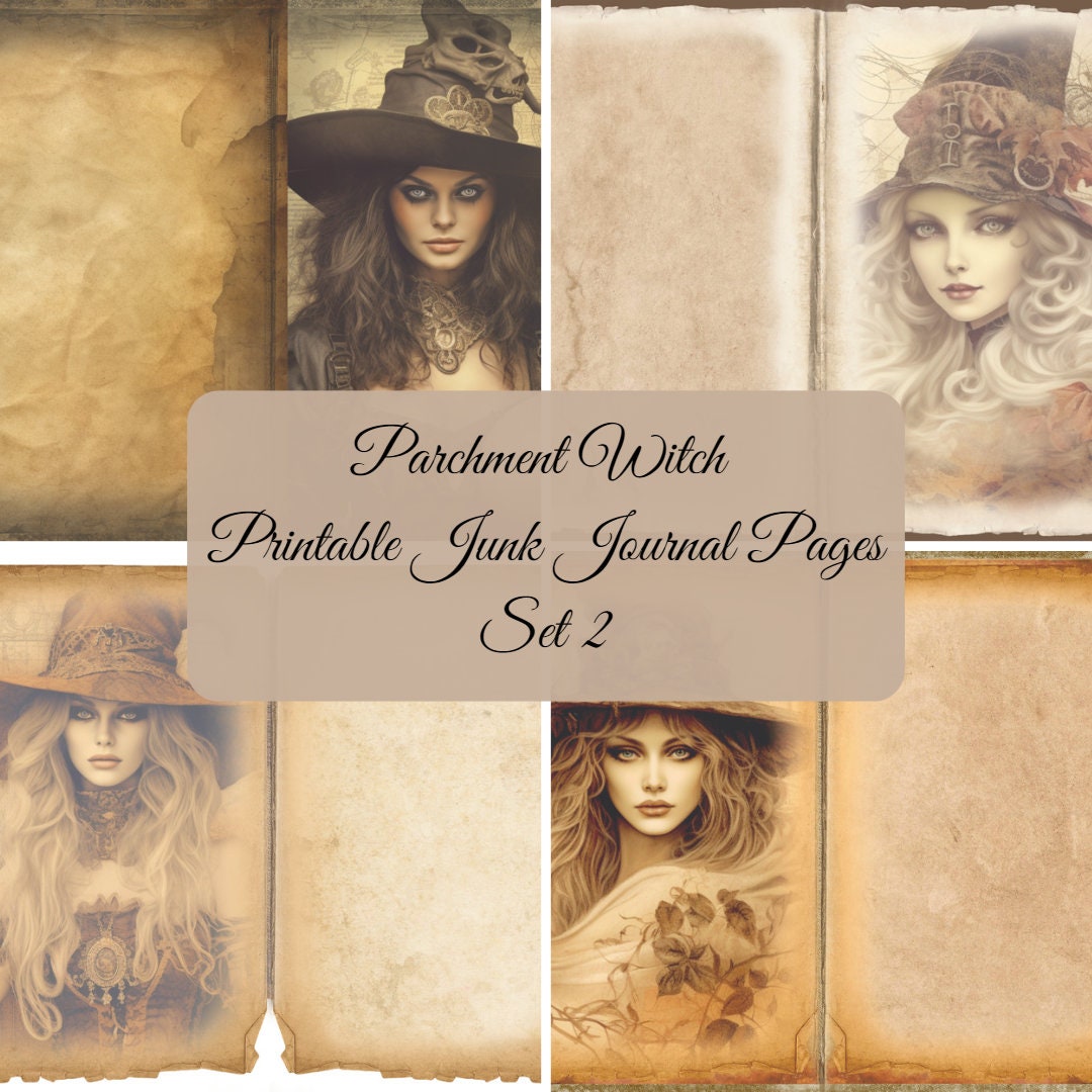 Witch Parchment Junk Journal Set 2 - 17 Pages to Print PDF - Etsy
