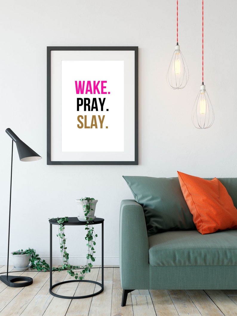 Wake Pray Slay Print, Wake Pray Slay Wall Art, Christian Wall Art, Self ...