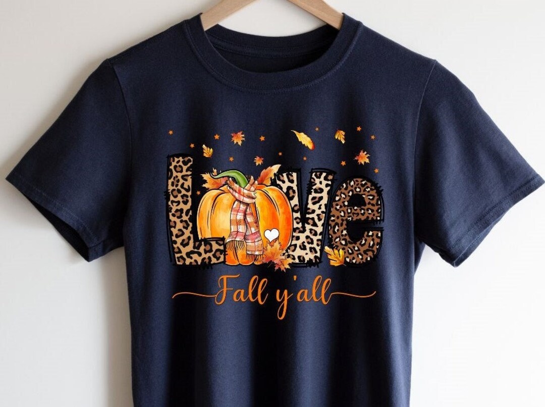 Love Fall Y'all Shirt, Leopard Pumpkin Print Fall Shirt, Hello Pumpkin ...