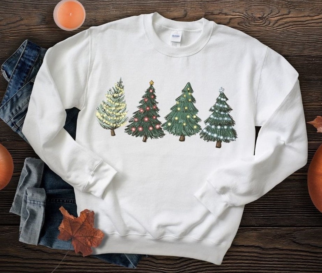 Christmas Trees Sweathirt Christmas Shirts for Women Merry - Etsy
