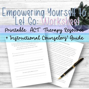 Printable Acceptance and Commitment Therapy Worksheet and Counselors ...