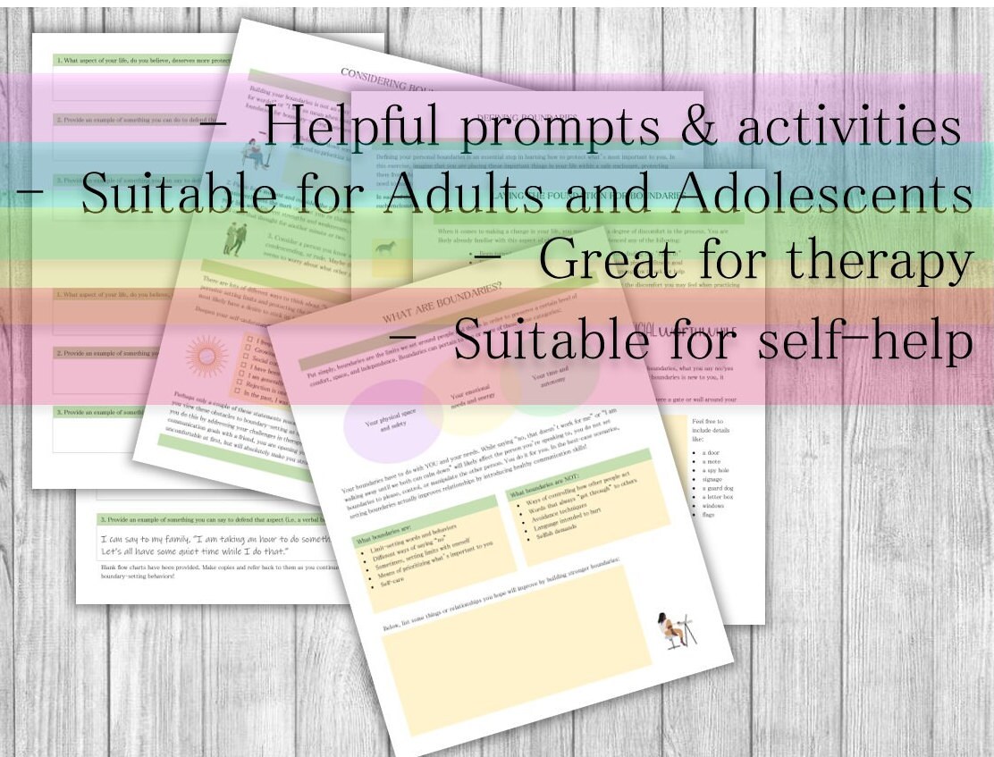 Develop Boundary-setting Techniques Therapy Worksheet Set - Mental ...