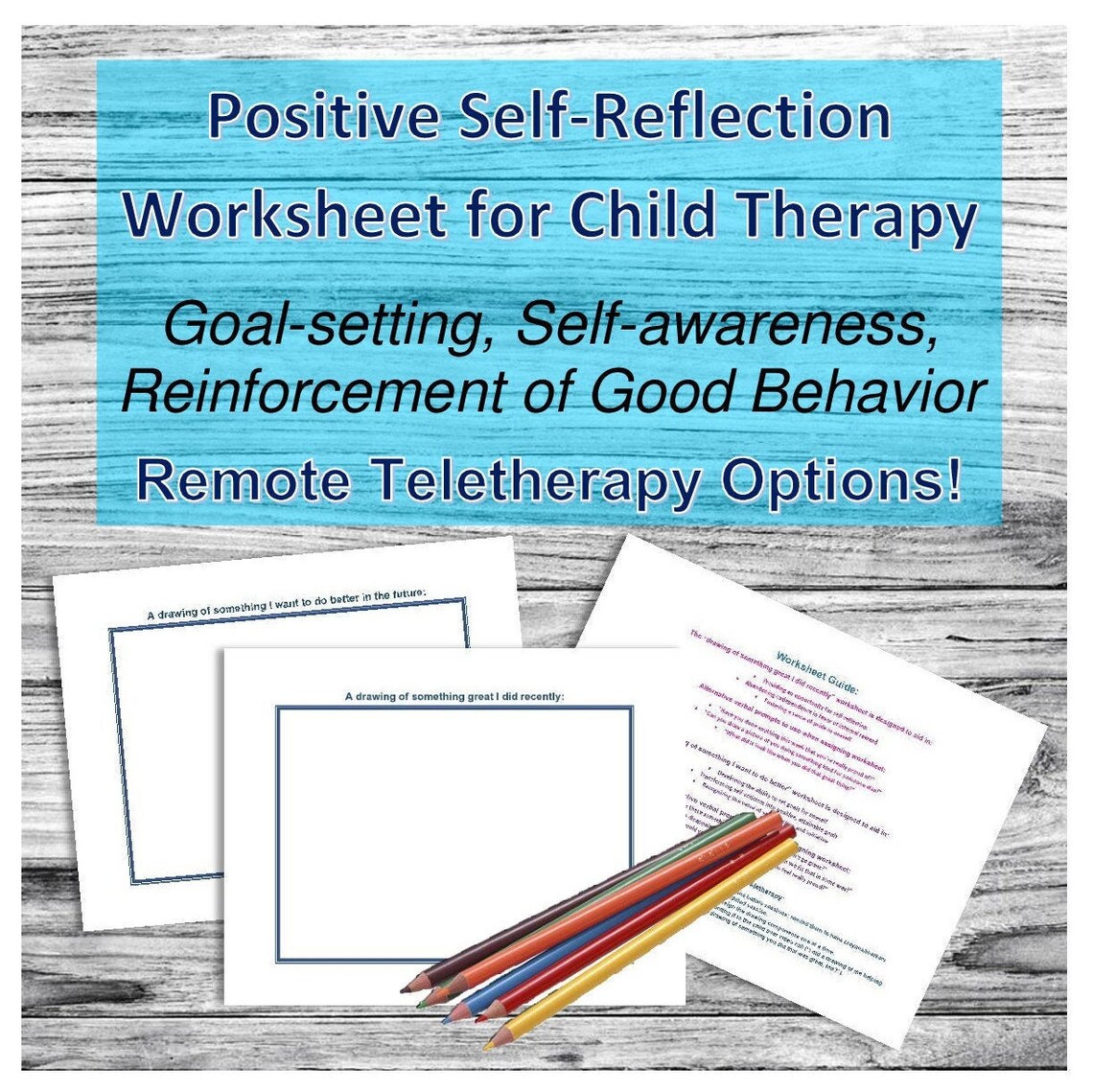 Therapy Drawing Worksheet + Guide With Teletherapy Options - Self ...