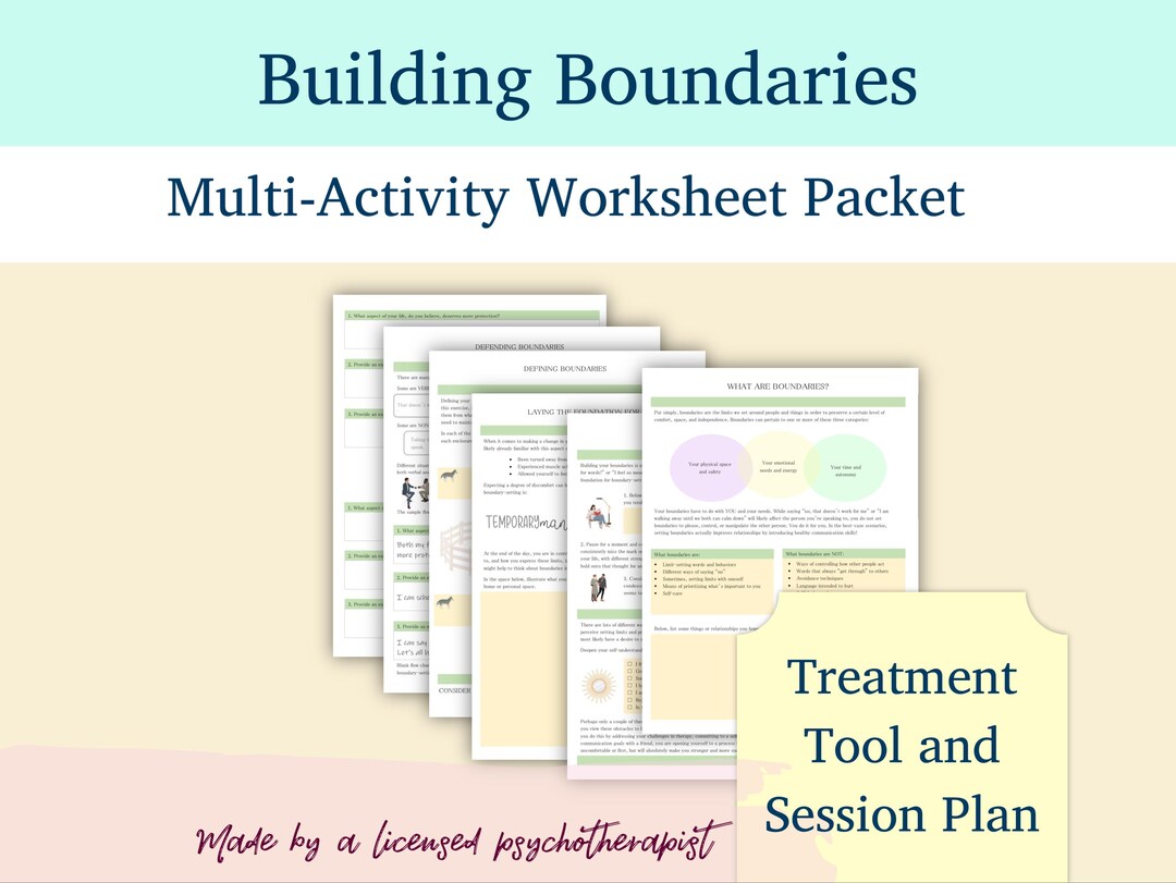 Boundary-setting Therapy Worksheet Set: Mental Health Self-help Guide ...