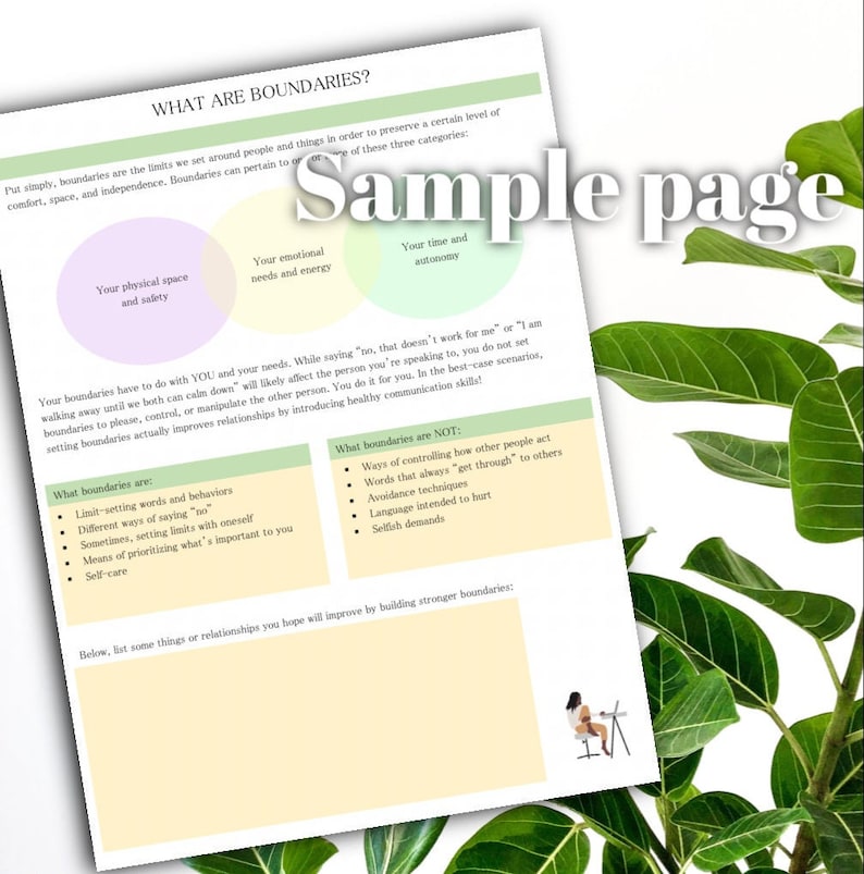 Boundary-setting Therapy Worksheet Set: Mental Health Self-help Guide ...