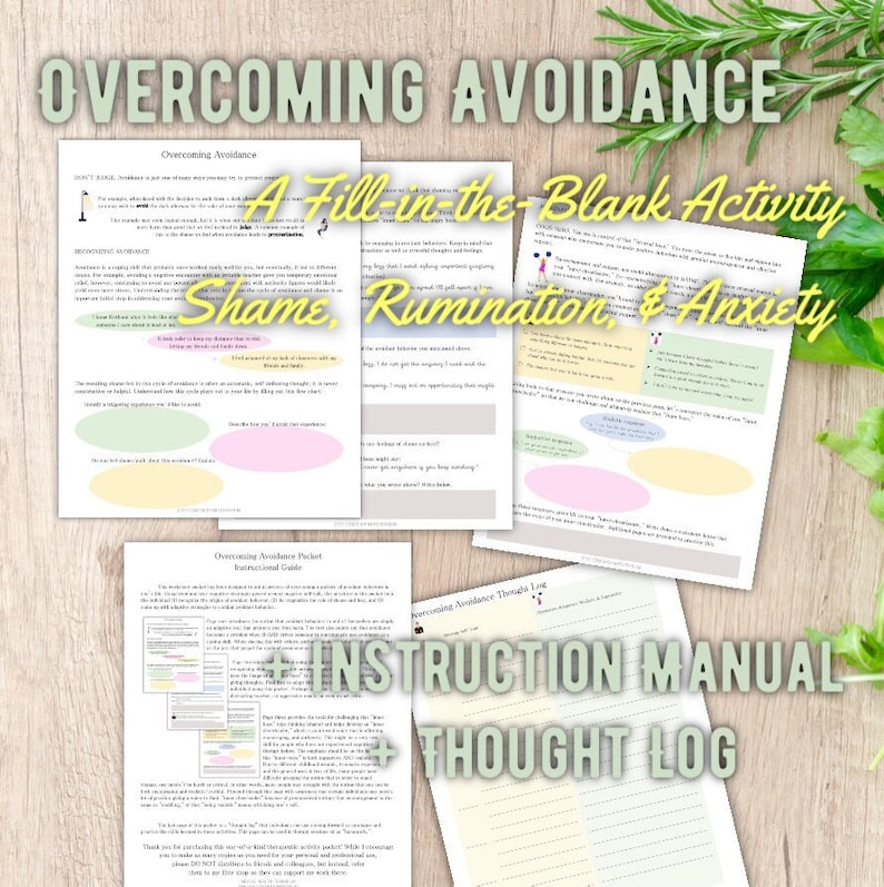 Avoidance, Thought Patterns, and Shame, Worksheet Packet Using ...