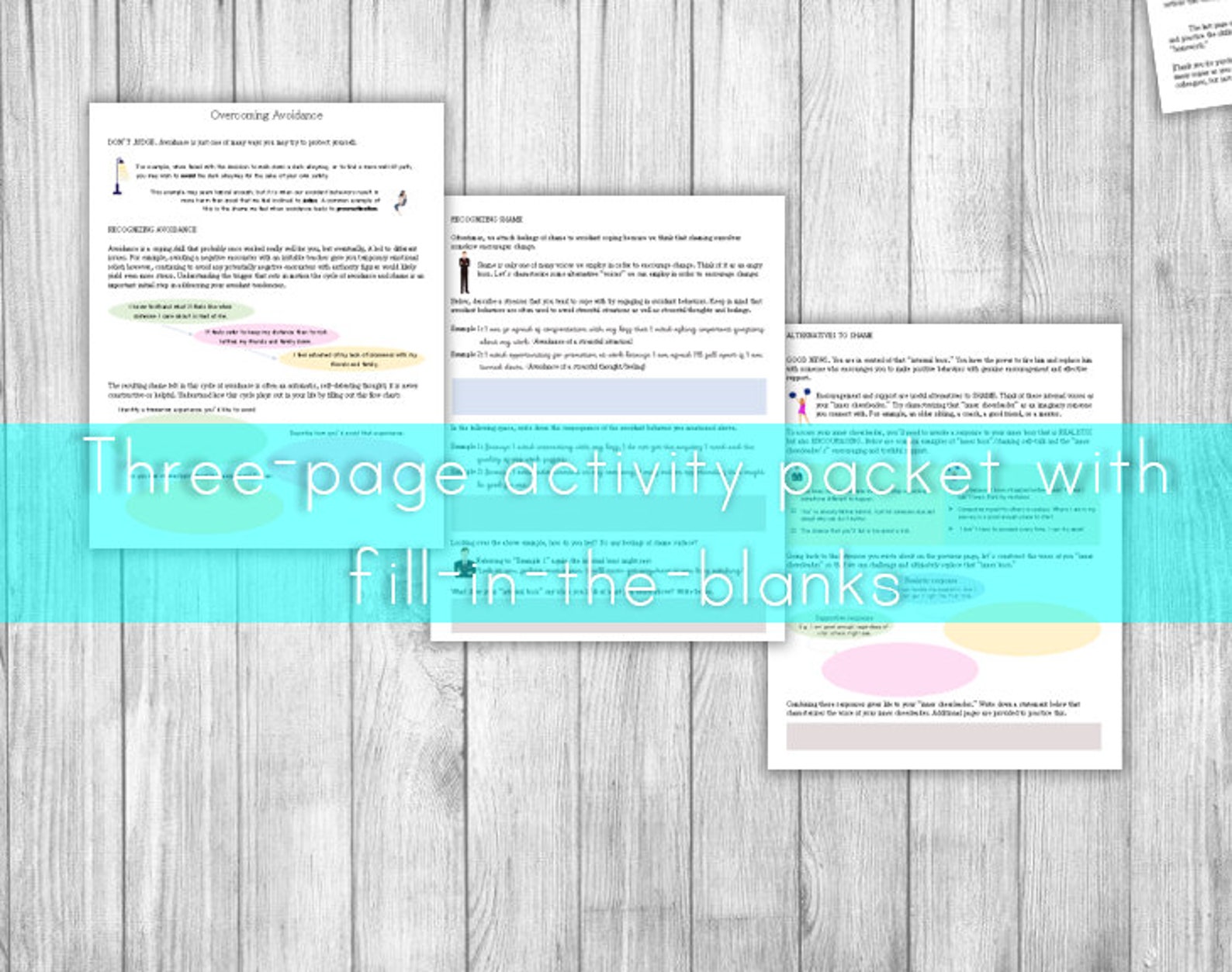 Avoidance, Thought Patterns, and Shame, Worksheet Packet Using ...