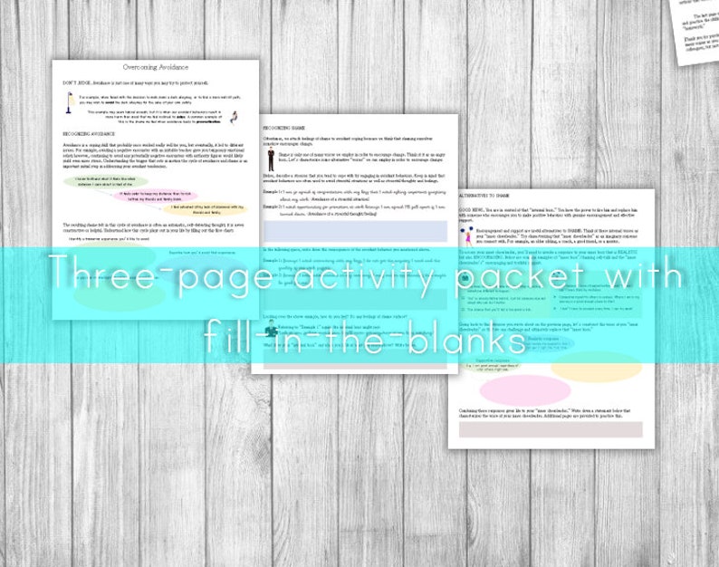 Avoidance, Thought Patterns, and Shame, Worksheet Packet Using ...