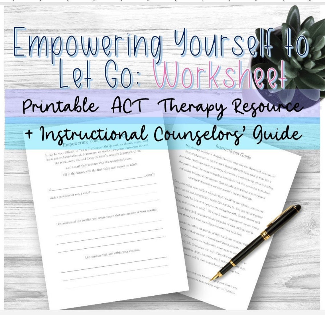 Printable Acceptance and Commitment Therapy Worksheet and Counselors ...