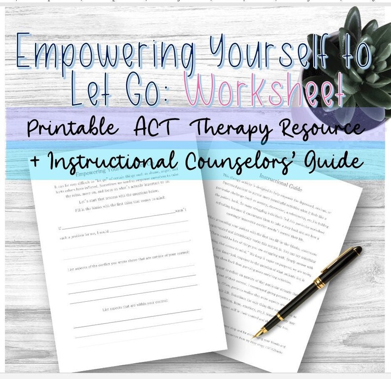 Printable Acceptance and Commitment Therapy Worksheet and Counselors ...