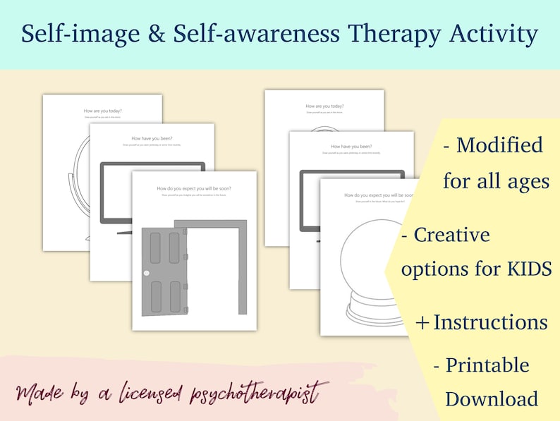 Self-image Self-awareness Worksheets - Two Modified Versions for ...