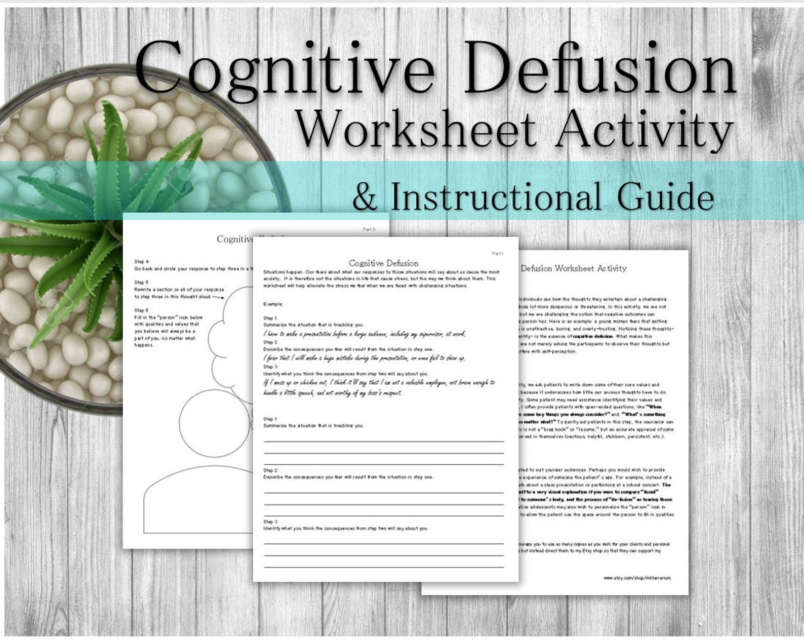 ACT Worksheet: Cognitive Defusion Therapy for Adults & Teens (digital ...