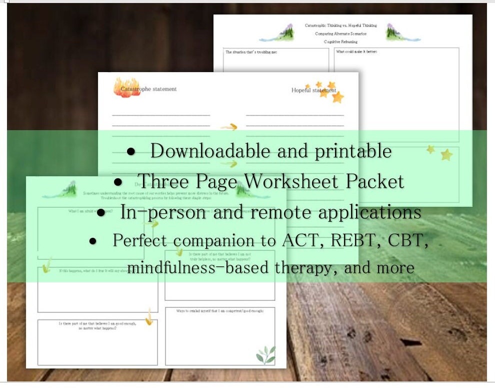 Cognitive Reframing MEGA Worksheet Packet + Instructions Guide: REBT ...