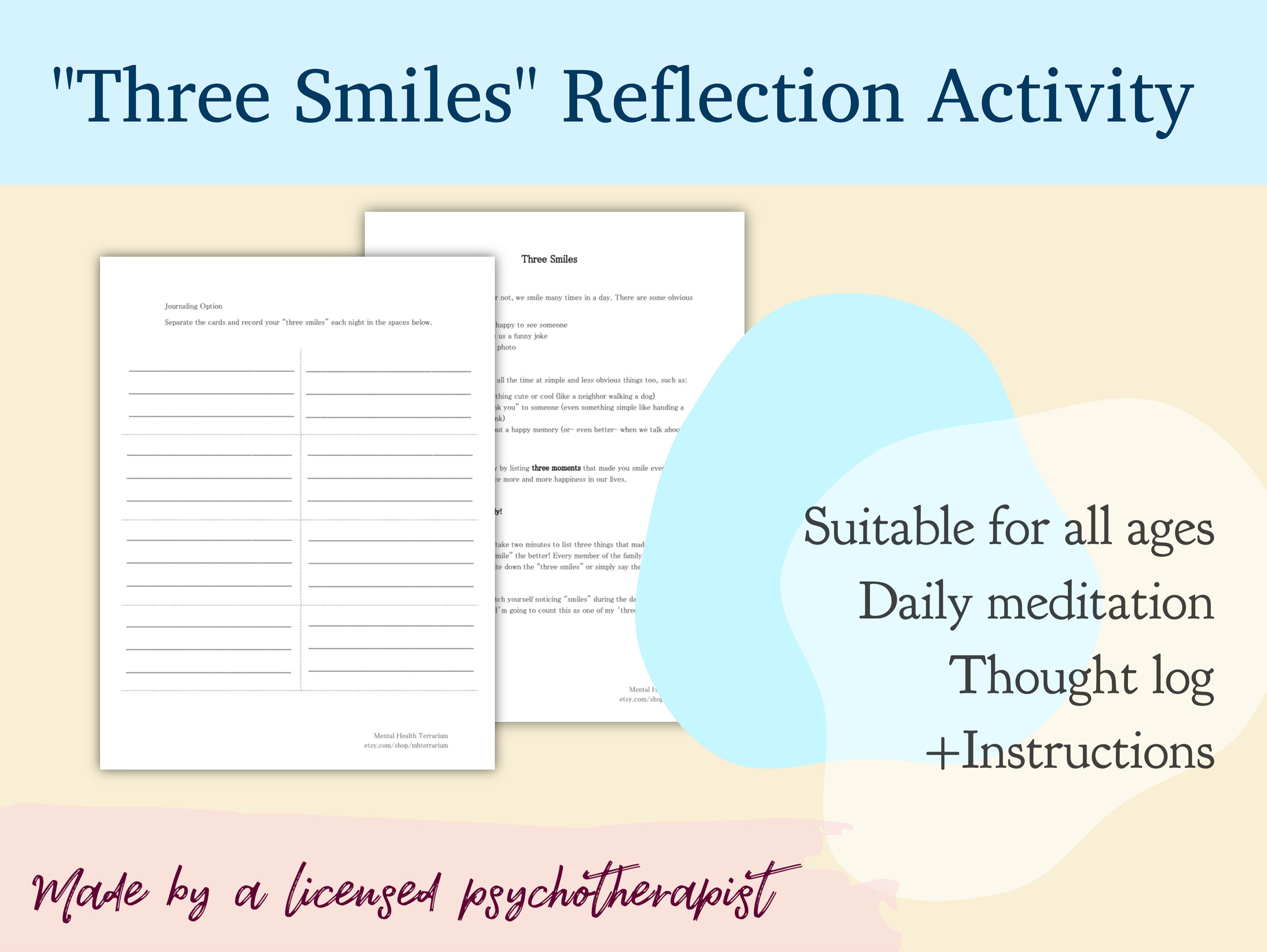 Daily Reflection Activity for Treatment of Stress, Worry, Sadness ...
