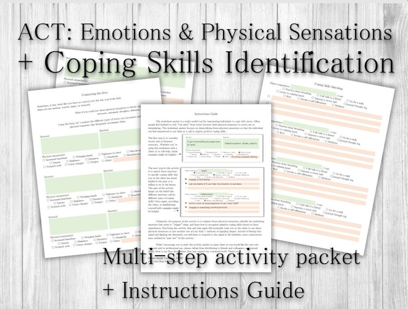 ACT Coping Skills Worksheet: Identify Feelings & Symptoms (PDF) - Etsy