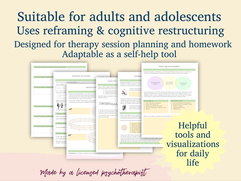 Boundary-setting Therapy Worksheet Set: Mental Health Self-help Guide ...