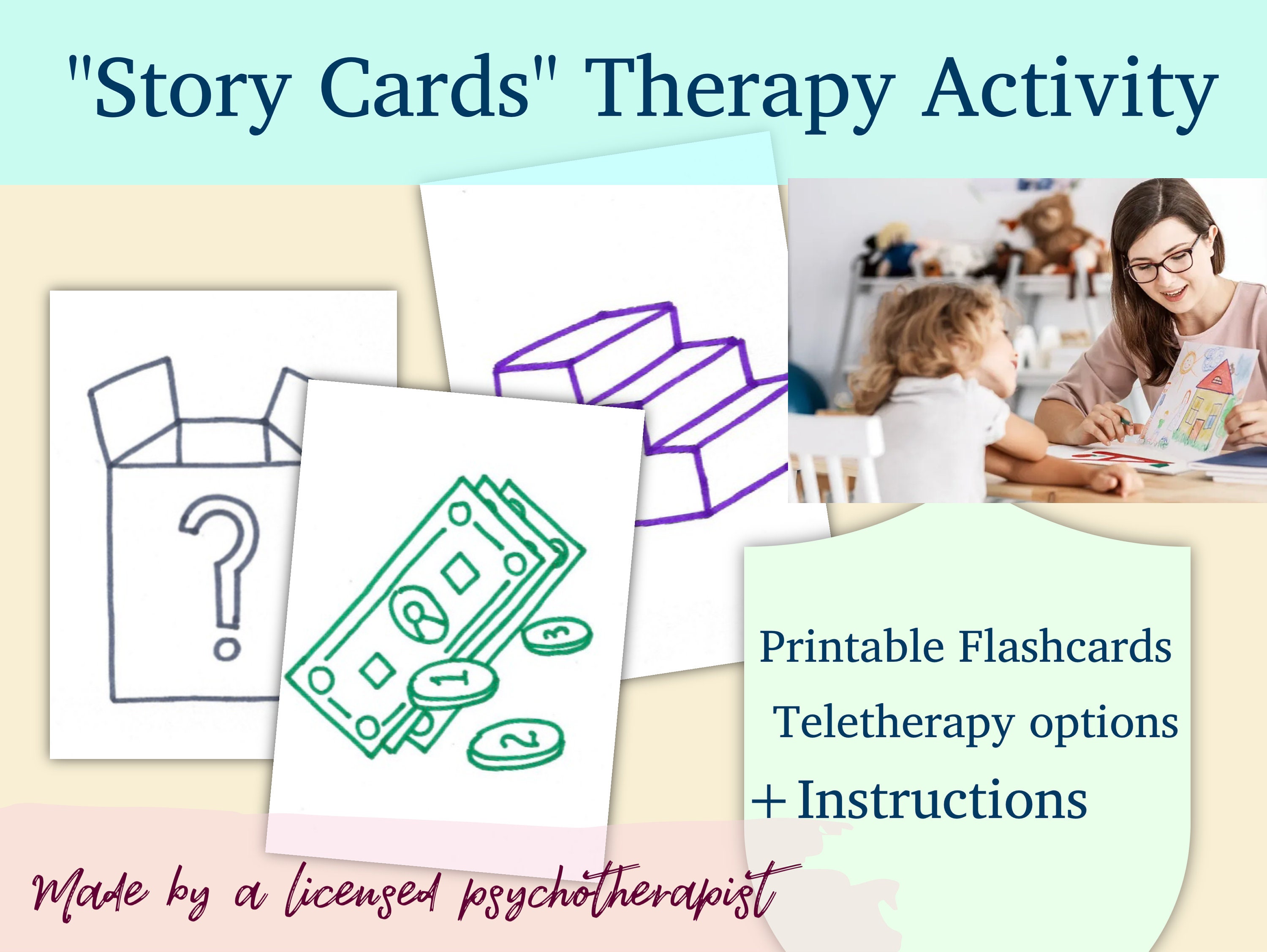 Story Cards - Printable Imaginative Play Therapy Activity for Virtual ...